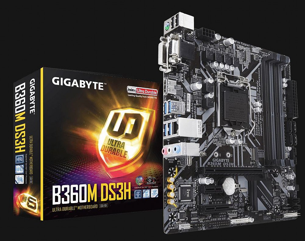 Gigabyte Intel B360 Ultra Durable motherboard with GIGABYTE 8118 Gaming ...
